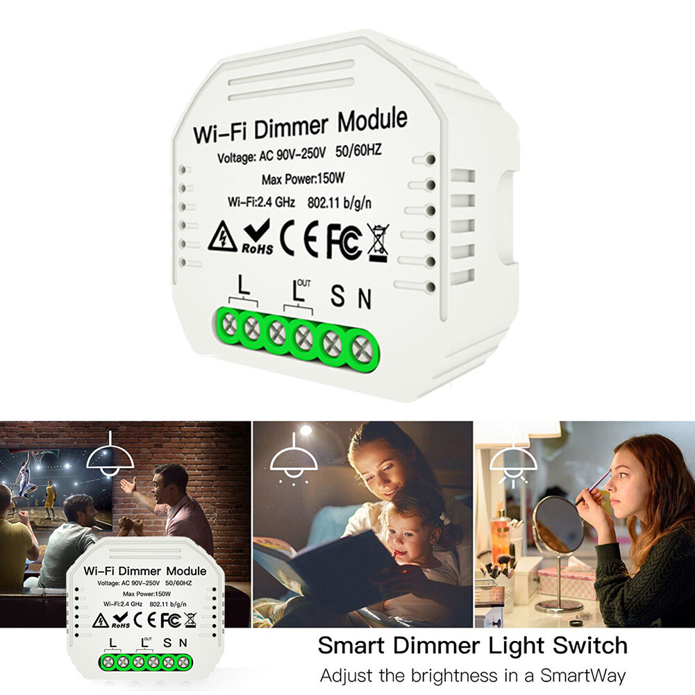 1 Gang DIY Mini LED WiFi Dimmer Module Tuya 1 Way Smart Light Dimmable ...