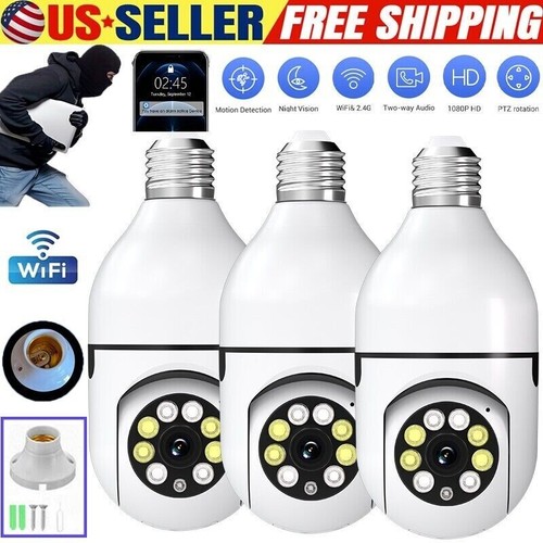 3X 360° 1080P IP E27 Light Bulb Camera wifi IR Night SmartHome Wireless ...