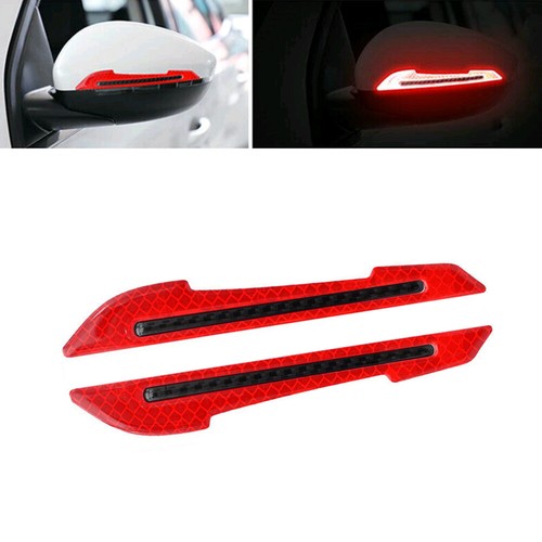 2Pcs Red Reflective Carbon Fiber Car Side Mirror Warning Decal ...