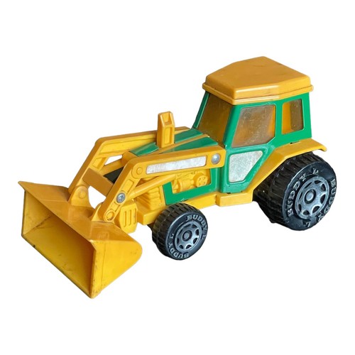 Vtg Buddy L Tractor Frontloader Bulldozer Yellow Green Metal Plastic ...