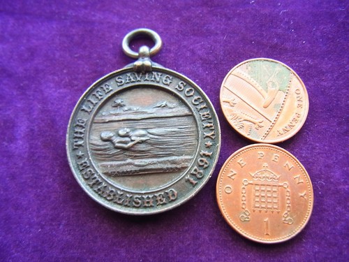 VINTAGE BRONZE MEDAL/FOB, THE LIFE SAVING SOCIETY, AWARDED to F ...