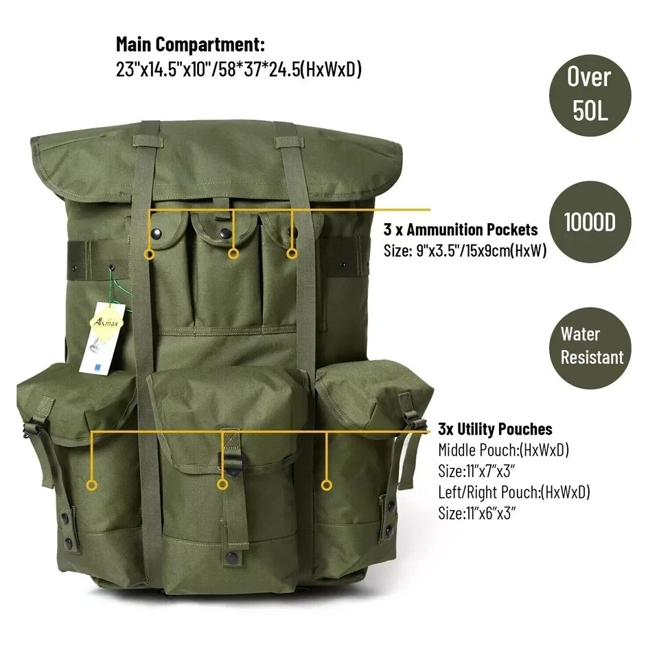 Military ALICE Pack Large Rucksack Backpack Army Tactical Bug Out Gear ...