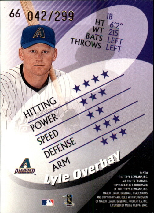 2000 Topps Stars Metallic Blue Diamondbacks Baseball Card #66 Lyle ...