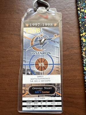 Washington Wizards Opening Night Oversized Ticket MCI Center 12/2/1997 ...