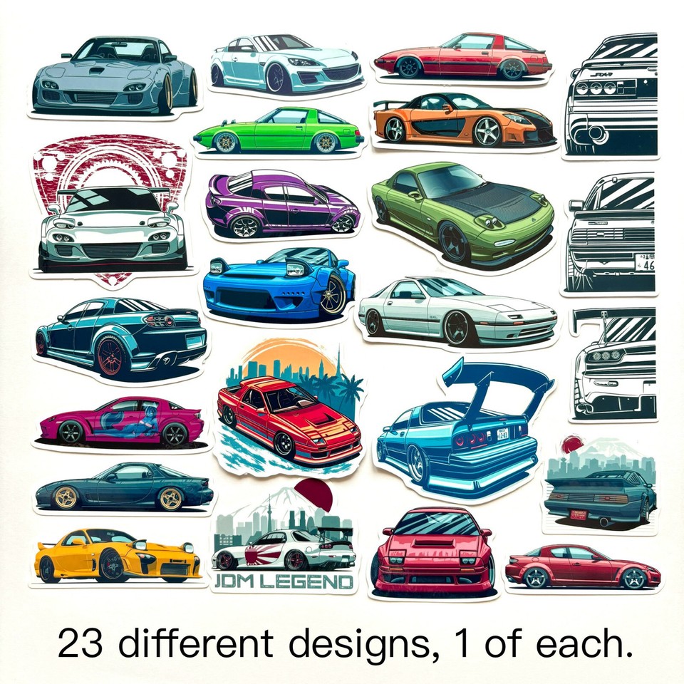 23pc Japanese Drift Legend Mazda RX7 RX8 Vinyl Stickers JDM sport car ...