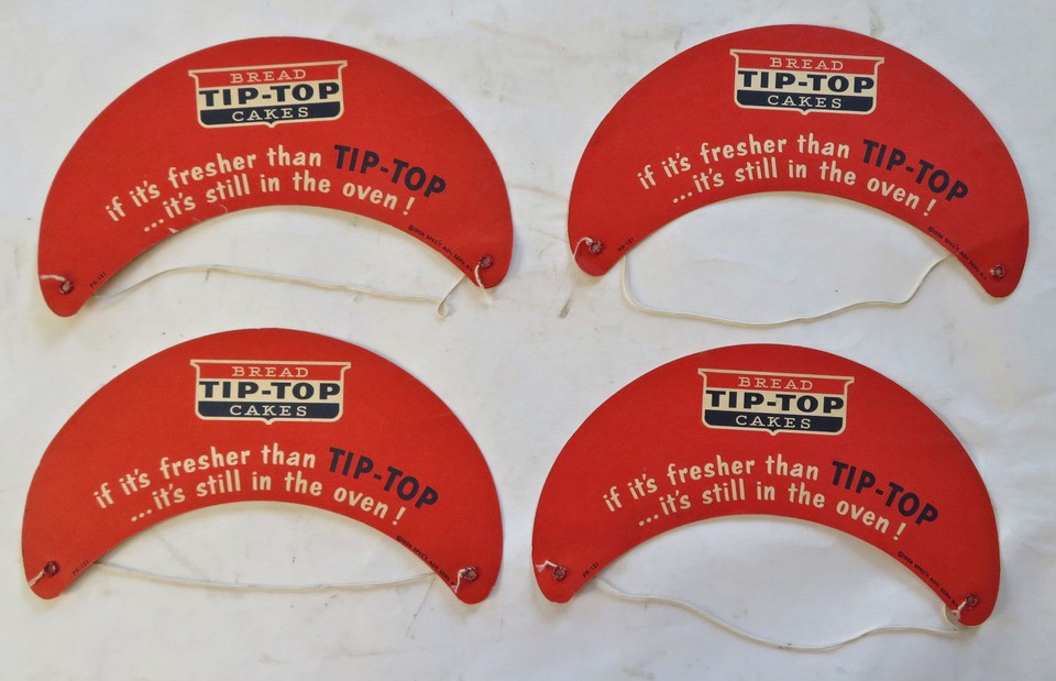 Tip-Top Bread Advertising Hats visors 1956 Lot x 4 pictorial Promo ...