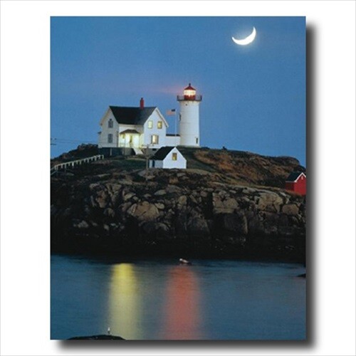 Moon Over Ocean Lighthouse