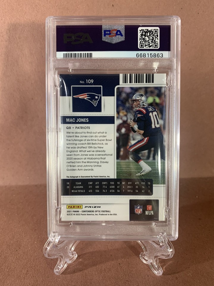 2021 RC Mac Jones Contenders Optic No. 109! Autograph Silver! Graded ...
