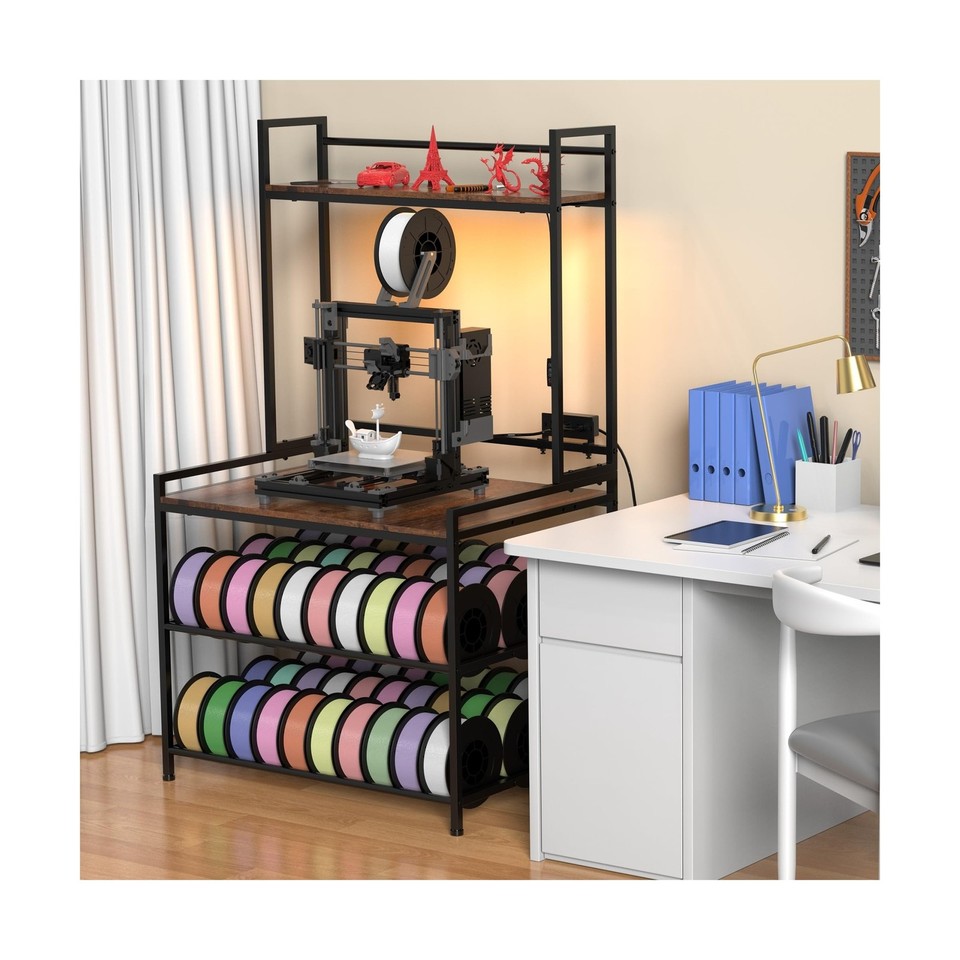 3D Printer Stand with Filament Storage, Large 3D Printer Table with LED ...