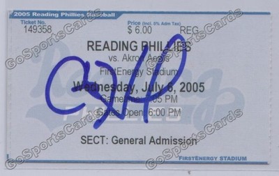 Cole Hamels 2005 Reading Phillies Autograph Debut Ticket Stub RARE Auto ...