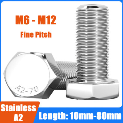 Fine Pitch Bolts & Hexagon Fully Threaded Set Screws A2 Stainless Steel ...
