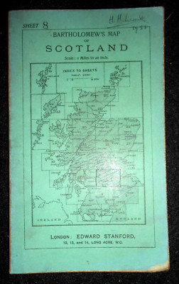 Vintage Bartholomew's Map to Scotland, c1933 Glasgow, Edinburgh ...