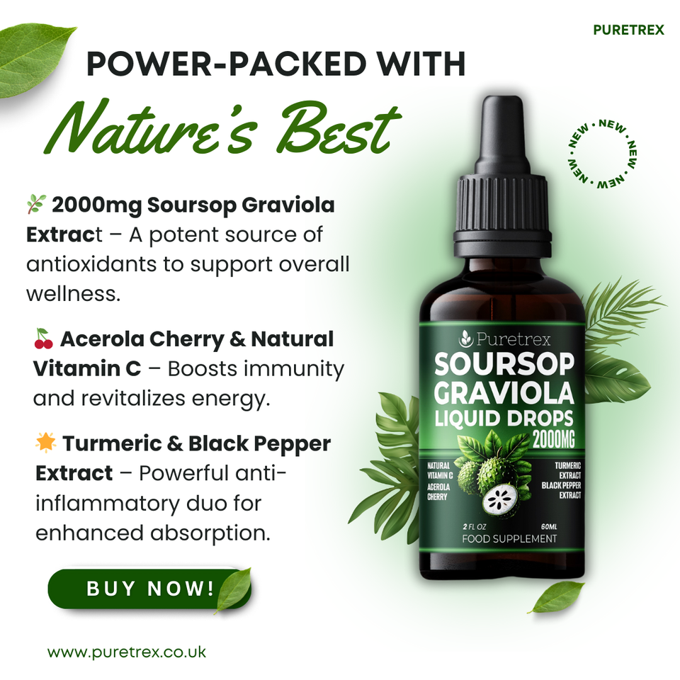 100% Pure Graviola Soursop Liquid Drops 2000mg Fruit & Leaf Herbal ...