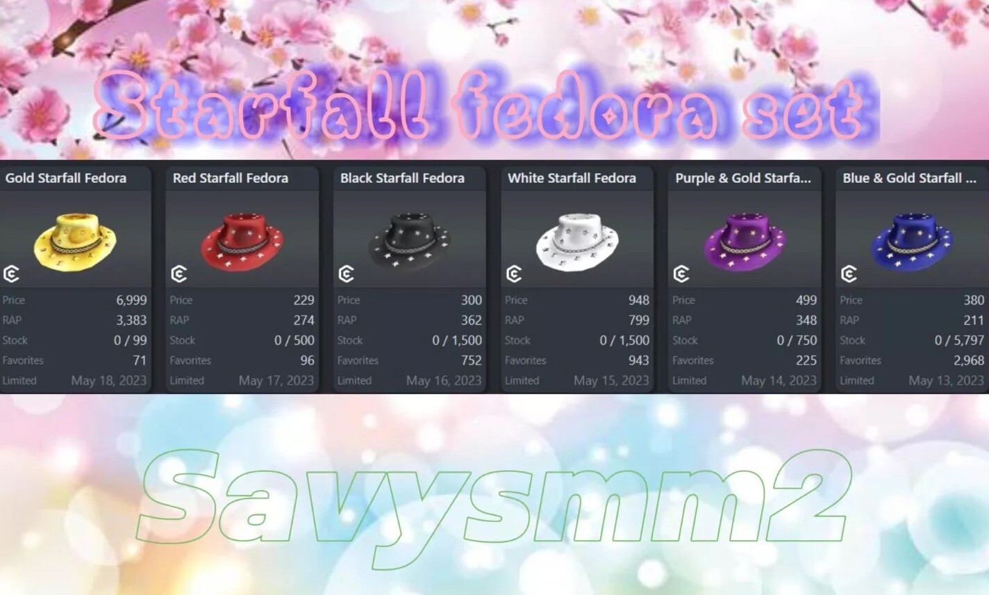 Roblox Starfall Fedora Set Limited Ugc (9K Robux Value And Rising)🔥 | eBay