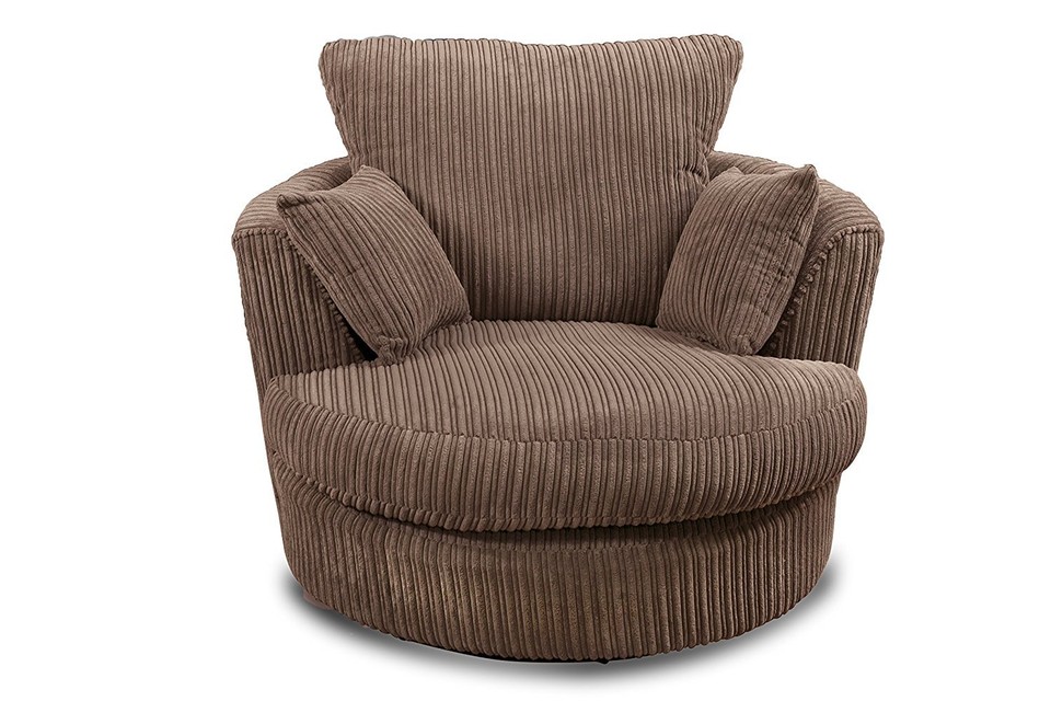 Large Swivel Round Cuddle Chair Jumbo Cord Fabric Cream Grey Brown Fast ...