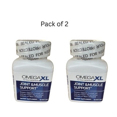 PACK OF 2 OmegaXL Joint Support Supplement Natural Muscle Support 60CT ...
