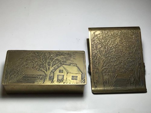 Antique Brass Notepad / Stamp Holder Set | eBay Australia