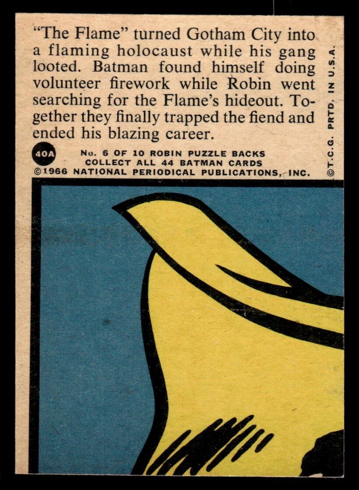 1966 Topps Batman A Series Red Bat #40A Inferno of Flame EX *g1 | eBay