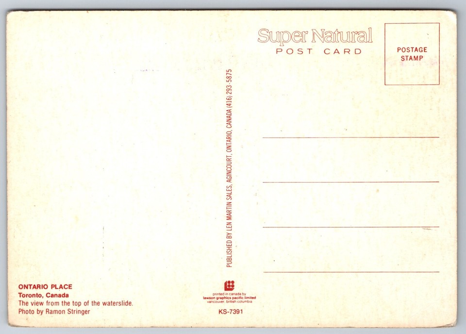 Waterslide Ontario Place Toronto Canada Vintage Postcard Water Park ...