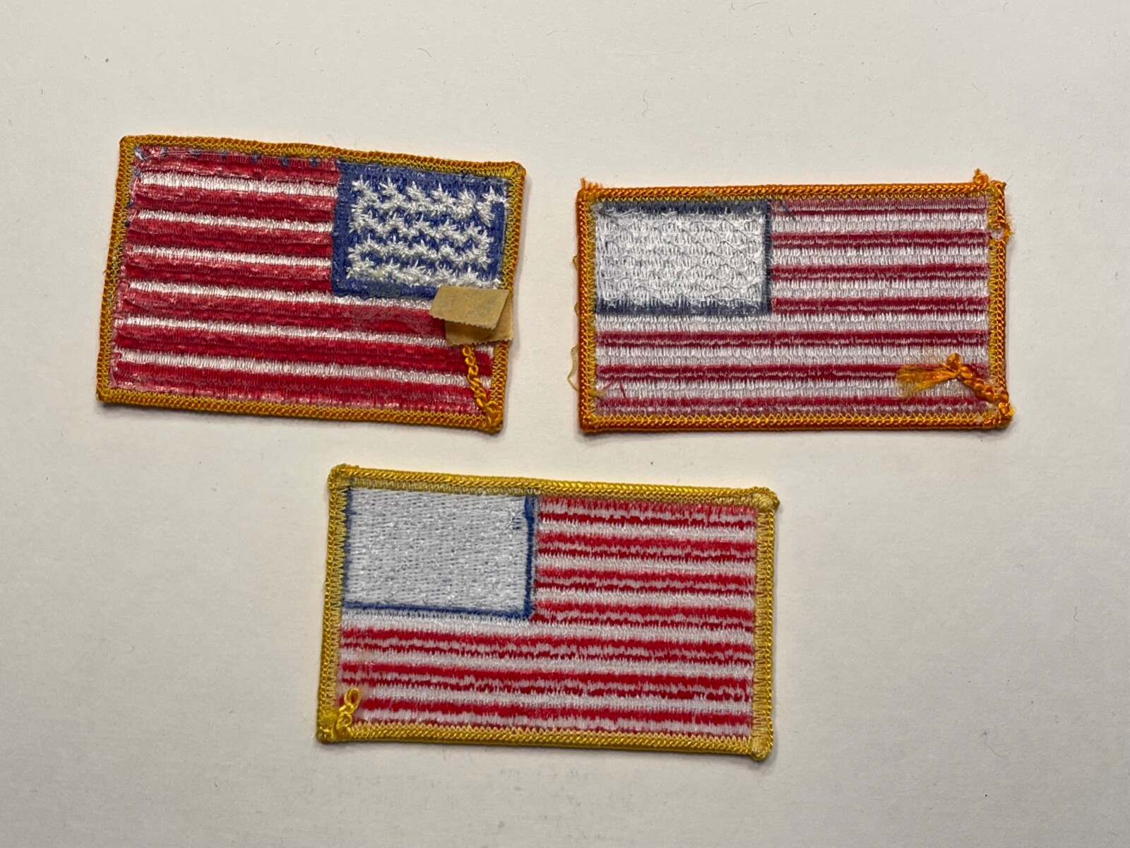 Lot of 3 - American Flag Patches (3 1/4 Inches) *1 Right Facing / 2 ...