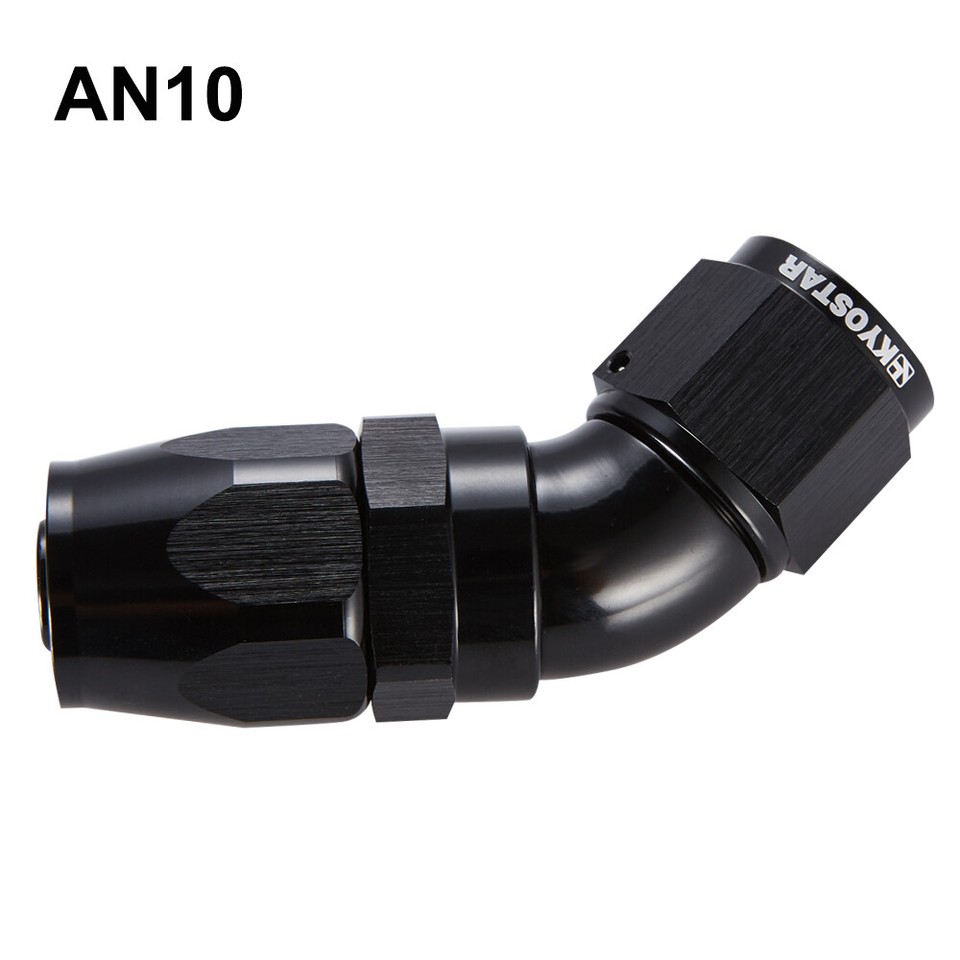 45Degree AN10 Black Full Flow Swivel Fitting Hose End Adapter Aluminum ...