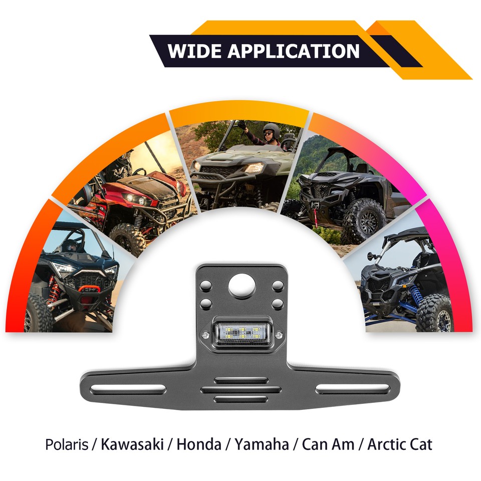 UTV Universal 6-LED License Plate Bracket Holder For Yamaha YXZ1000R ...