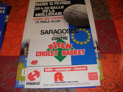 BASKET AFFICHE CHOLET BASKET -SARAGOSSE 12/02/1991 COUPE DES COUPES ...