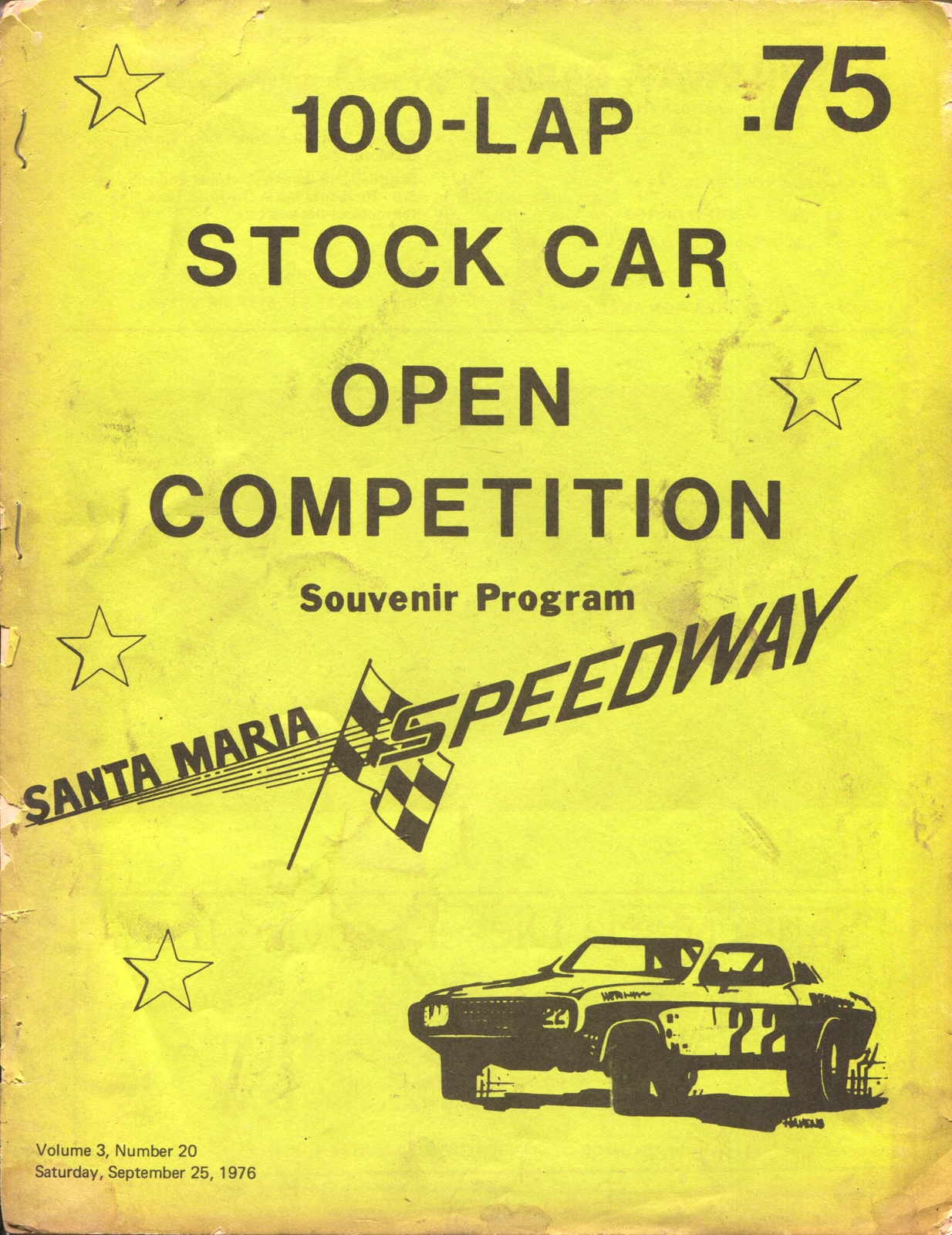 Sports Pub: Santa Maria Speedway Auto race Program 9/25/1976-Open ...