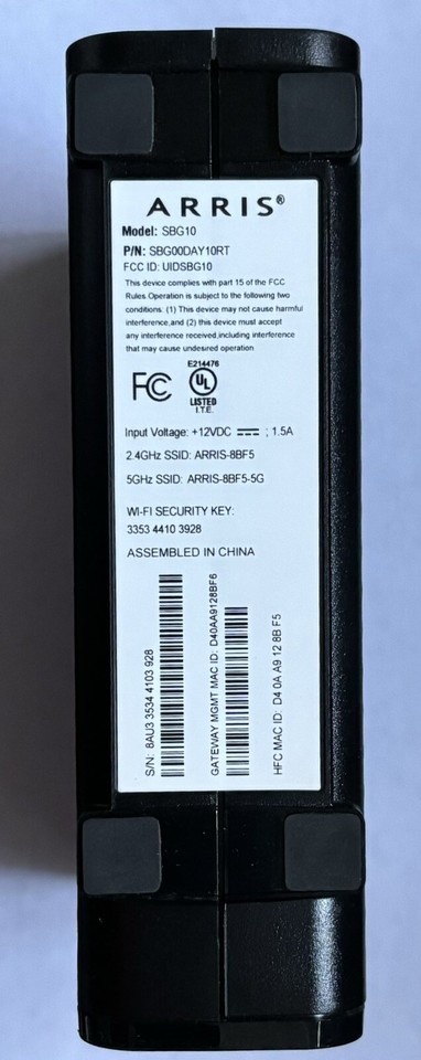 ARRIS SURFboard SBG10 DOCSIS 3.0 16 x 4 Gigabit Cable Modem & AC1600 Wi ...