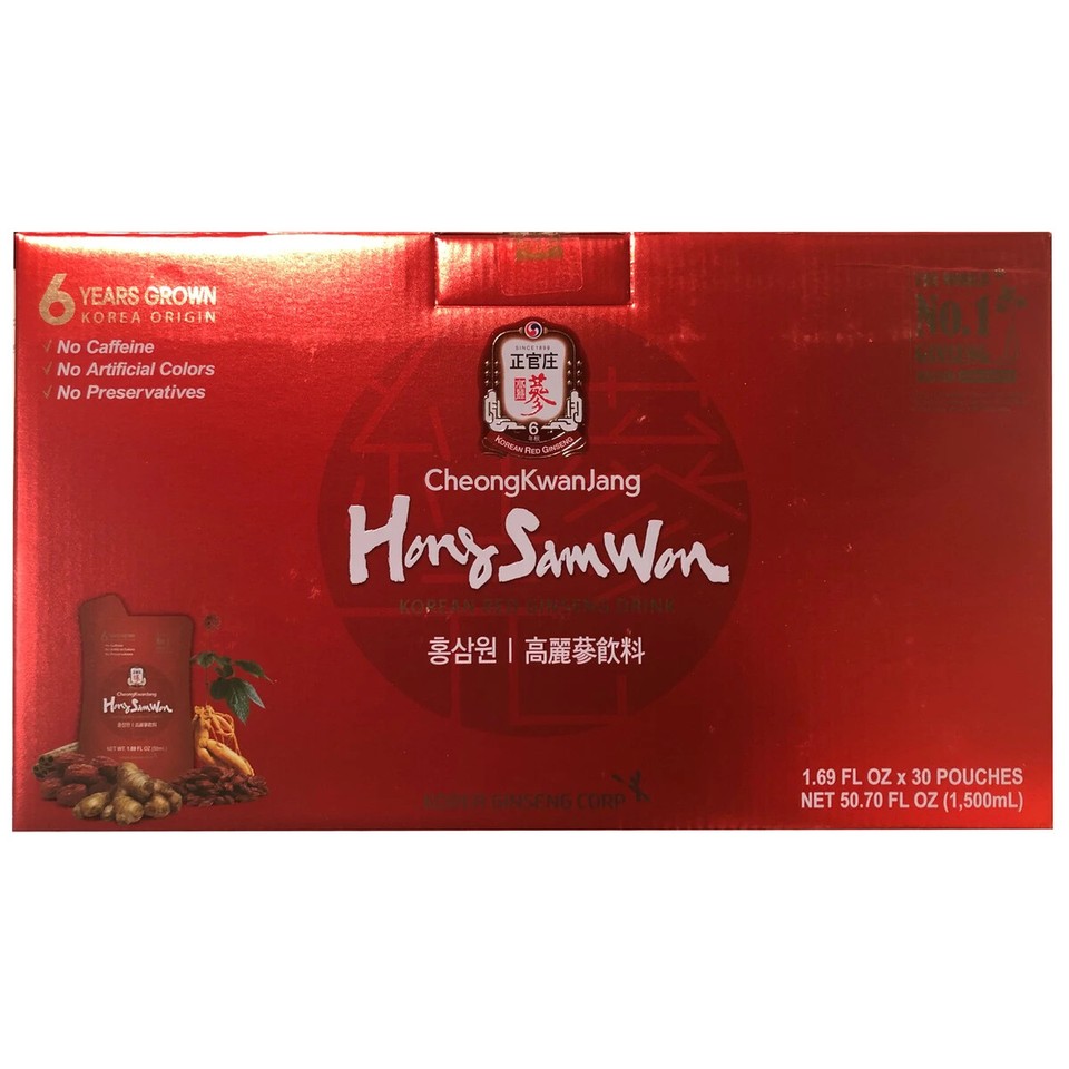 Hong Sam Won Korean Red Ginseng Drink 30 Pouches 50ml/Each 1500ml Total ...