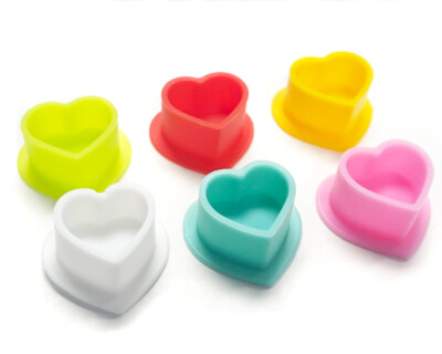 100pcs #12 Soft Silicone Heart Shaped Ink Cups Tattoo PMU Pigment ...