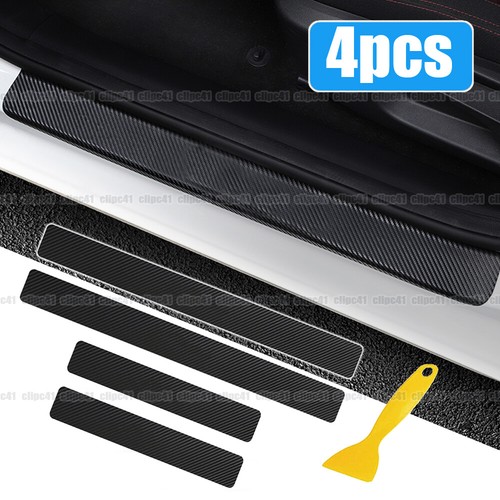 4*Carbon Fiber Car Door Plate Sill Scuff Protector Sticker Anti Kick ...