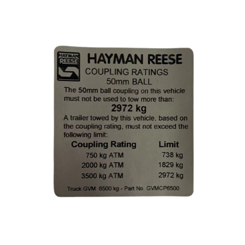 Hayman Reese Trailer Label Coupling Ratings 50mm Ball 2972KG | eBay