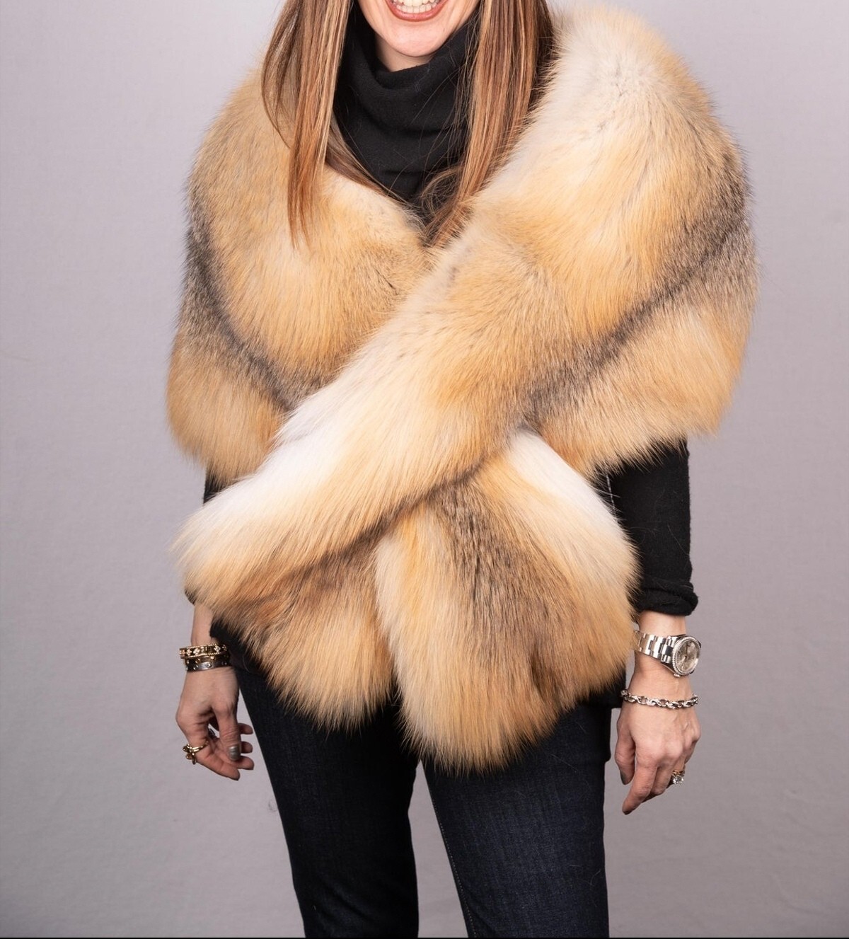 TOP QUALITY FOX etol Cape with Whole skins, FUR SCARF fox Cape,REAL FUR ...