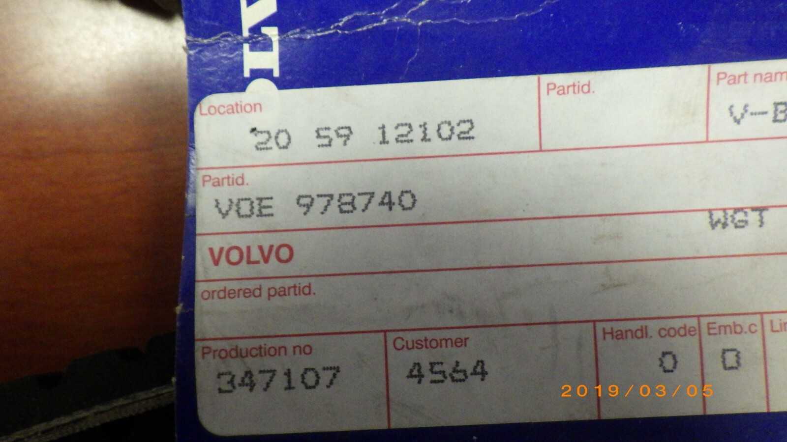 OEM Volvo V Belt P/N 978740 | eBay