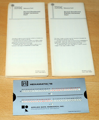 HEXAMATIC/16 Calculator & IBM Decimal/Hexadecimal Conversion Charts - 1960's | eBay