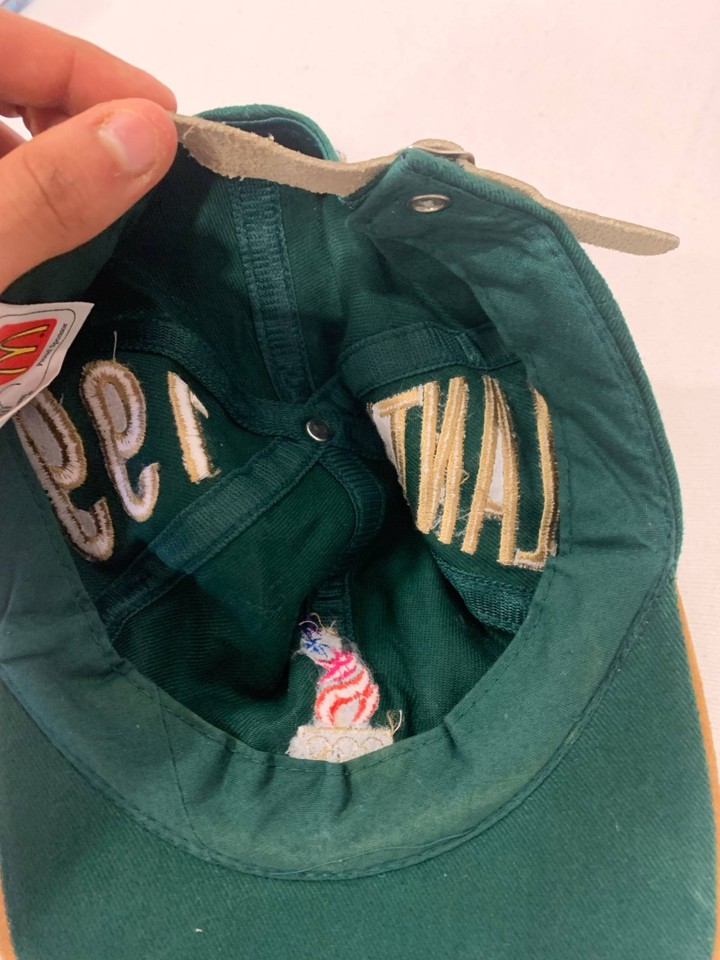 Vintage 1996 Atlanta Olympics Hat Green Suede Strapback McDonald's ...