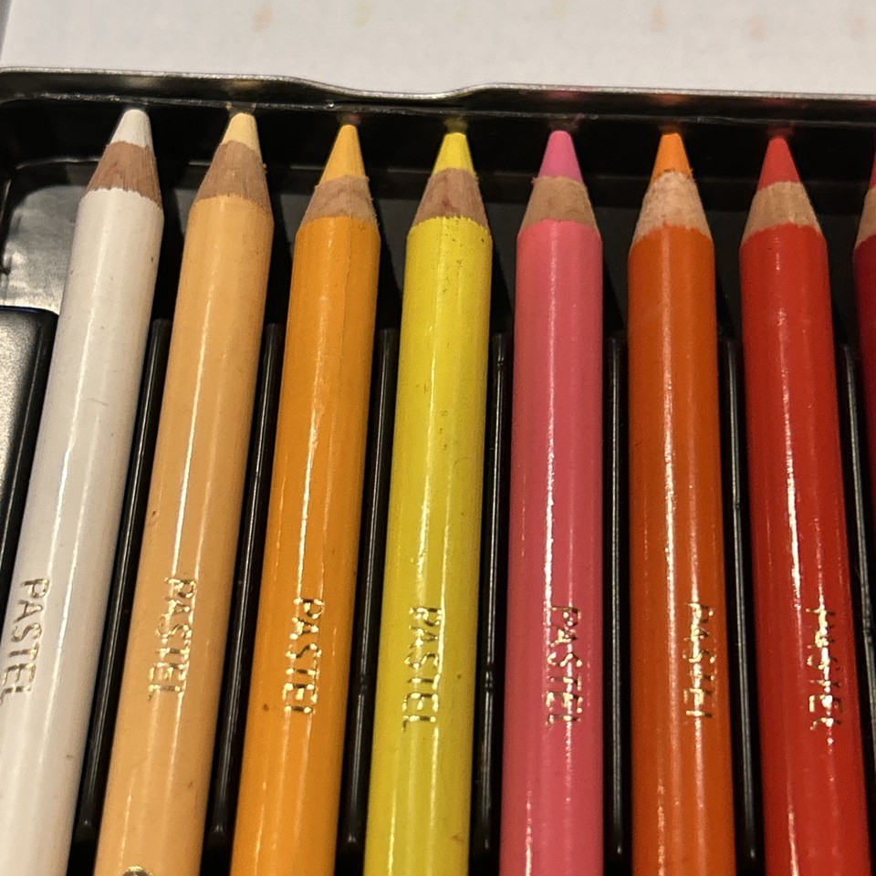 CONTE A PARIS 24 Color Crayons Pastel Pencils Art Set Artist In Tin Box ...