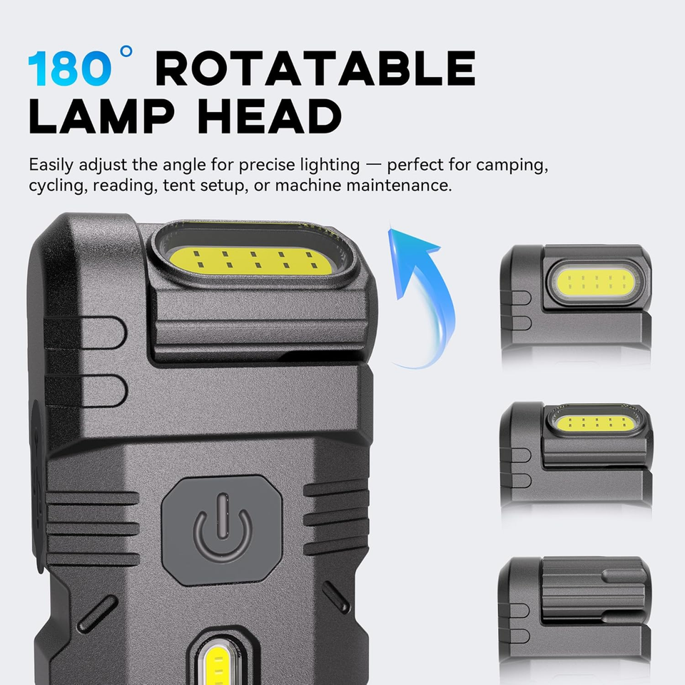 2PACK LED Flashlight Rechargeable, 600 Lumens Portable Flat Mini ...