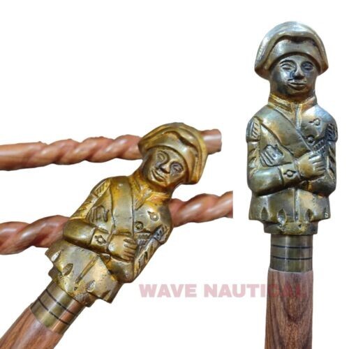 Vintage Carved Police Style Victorian Wooden Spiral Walking Stick Cane ...