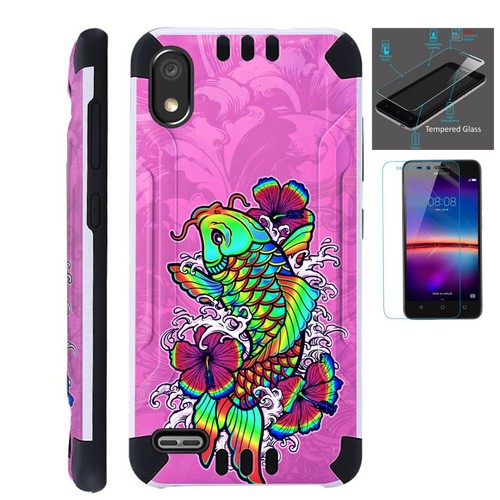 COMBAT for TCL A2X A2 Phone Case Cover + SCREEN PROTECTOR / RAINBOW KOI ...
