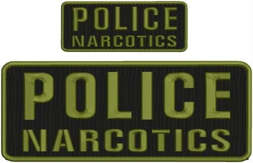 "POLICE NARCOTICS" embroidery patch 4x10 and 2x5 inches hook Od green ...