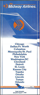 Midway Airlines system timetable 8/1/82 [6105] Buy 4+ save 25% | eBay