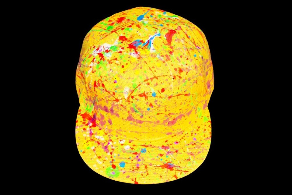 Custom splatter paint black light neon retro style trucker hat baseball ...