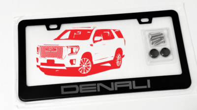 GMC Denali Black on Black Metal License Plate Frame with Screws and ...