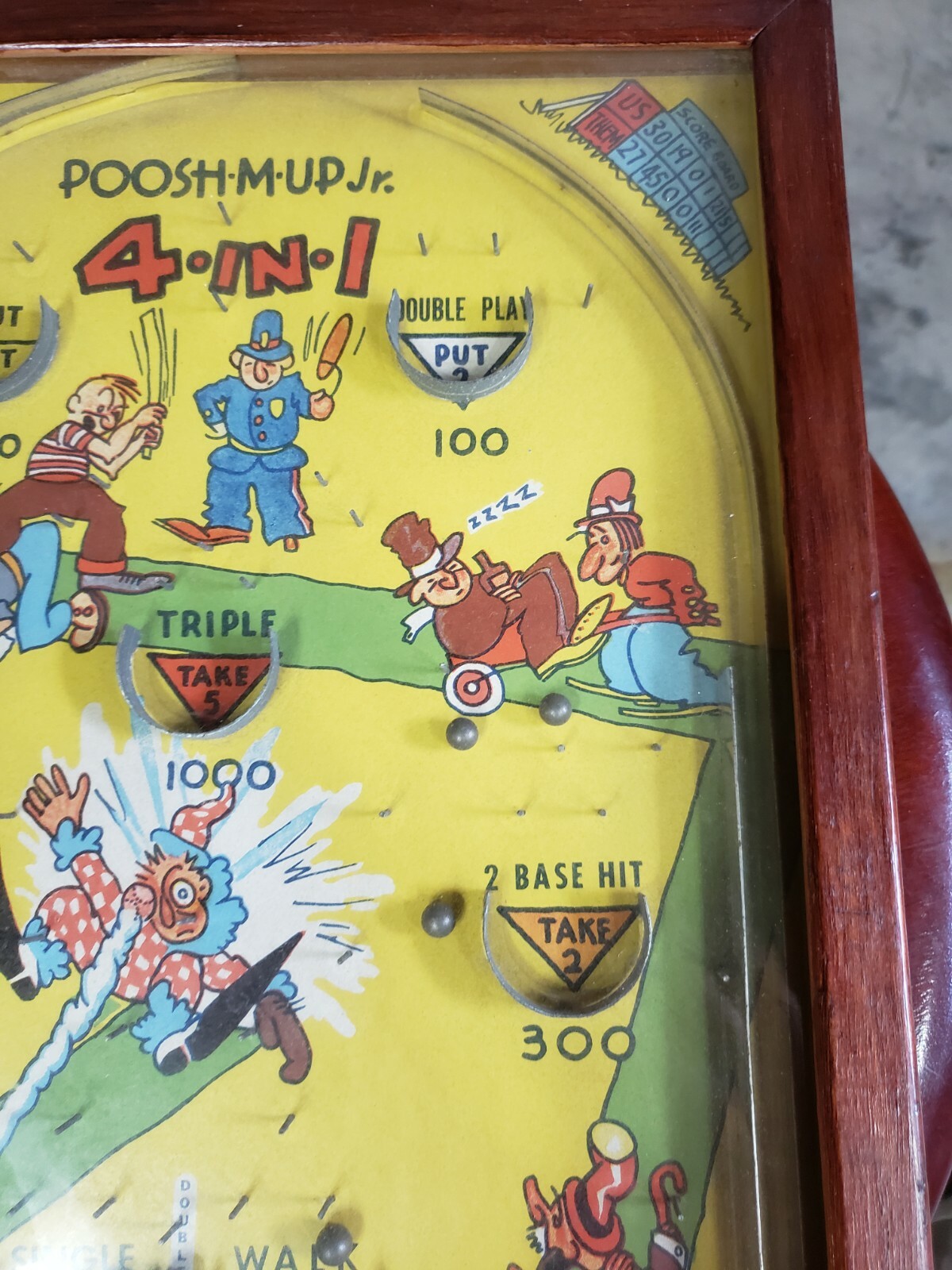 Vintage 50s Pinball Tin Wood Game Poosh M Up USA Game Northwestern ...