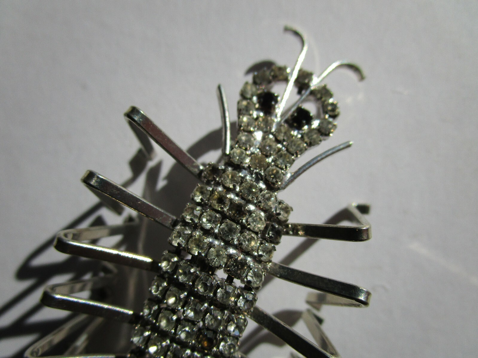 Articulated Centipede Brooch: Crystal Covered With Bl… - Gem