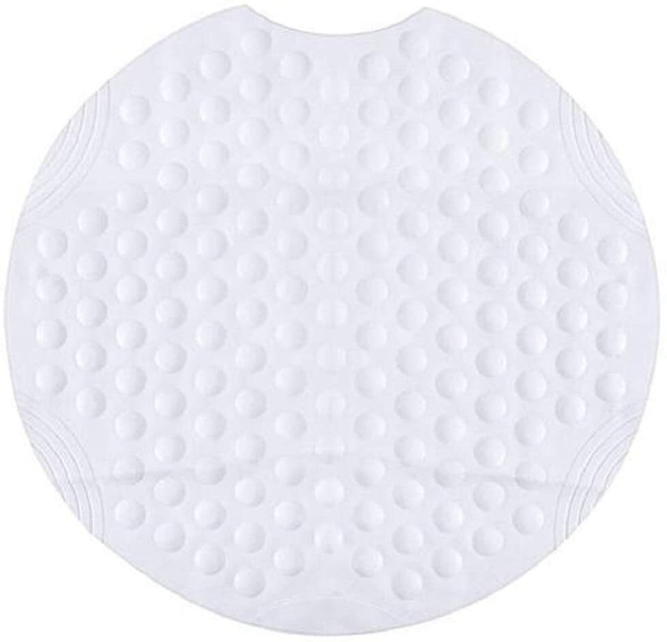 Bubble Bath Mat Round White Non-Slip Extra Soft Shower Mat 55cm With ...