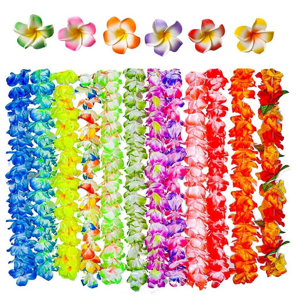 50 PCS Soft Hawaiian Leis Luau Party Decorations Tropical Favors Lei ...