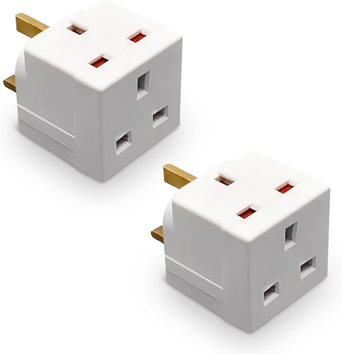 2 Way Block Plug 2 Way Plug in Block Mains Adaptor, 2 Way Multi Socket ...